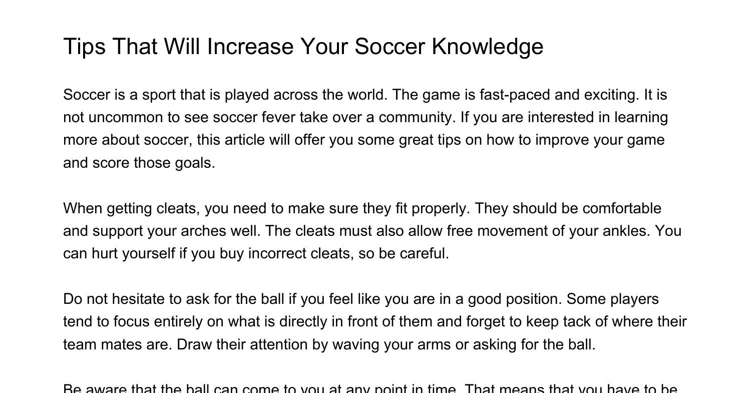 Tips That Will Increase Your Soccer Knowledgewapvv.pdf.pdf | DocDroid