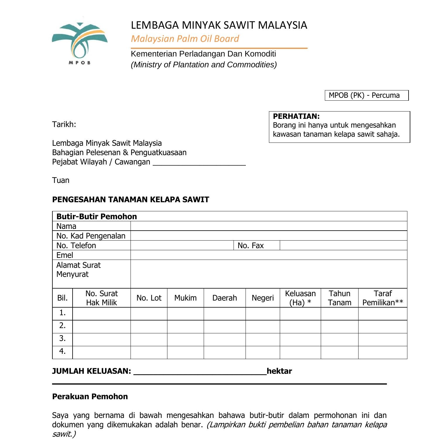 Borang Pengesahan Tanaman Kelapa Sawit_ Kebun Kecil (2).docx | DocDroid