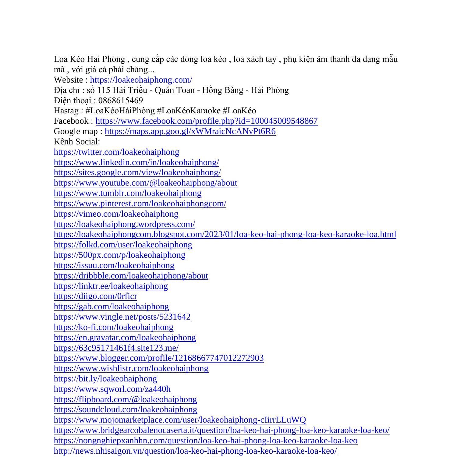 Loa Kéo Hải Phòng - Loa Kéo Karaoke - Loa Kéo.docx | DocDroid