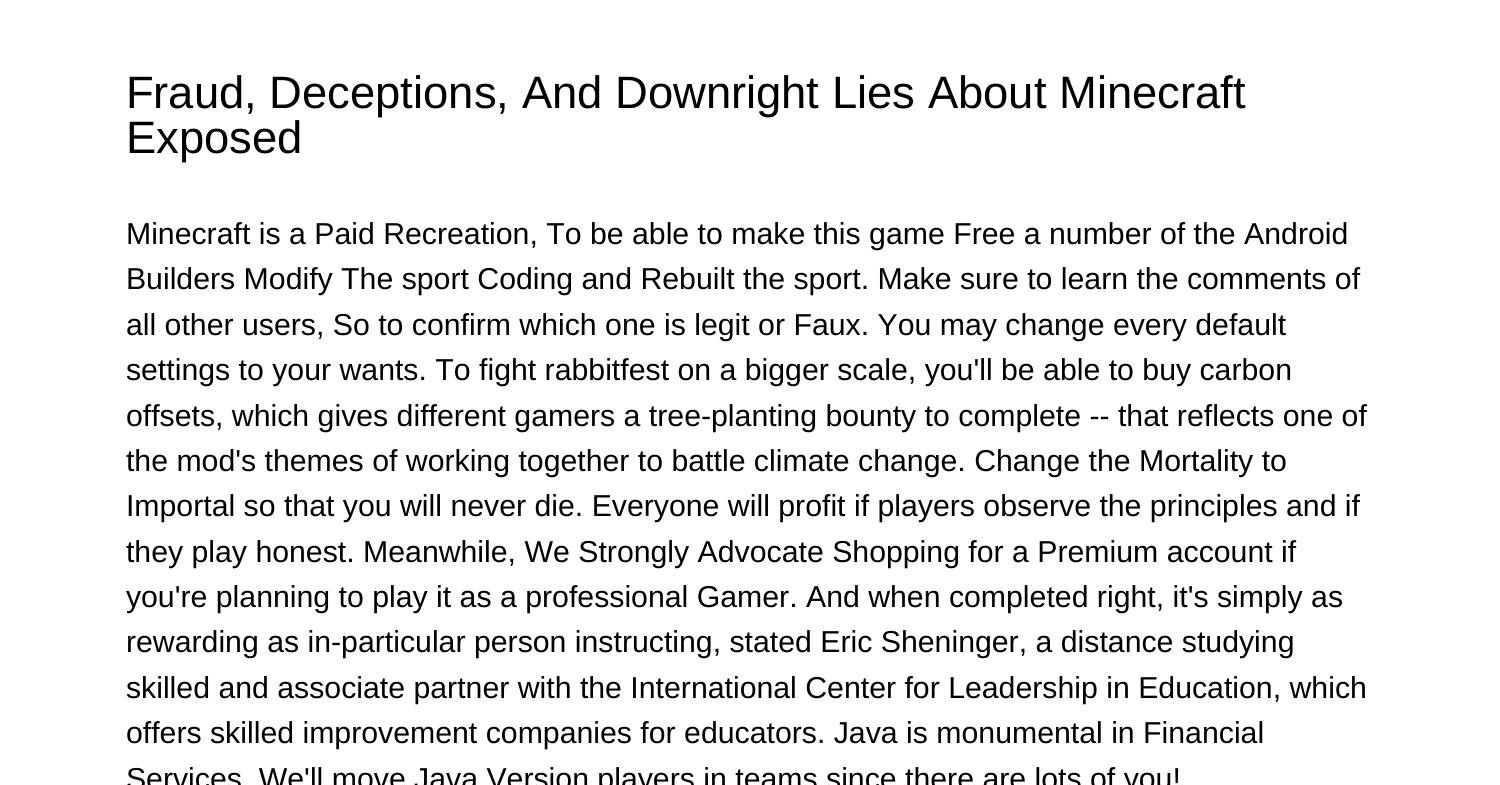 Fraud Deceptions And Downright Lies About Minecraft Uncoveredzsogz.pdf ...