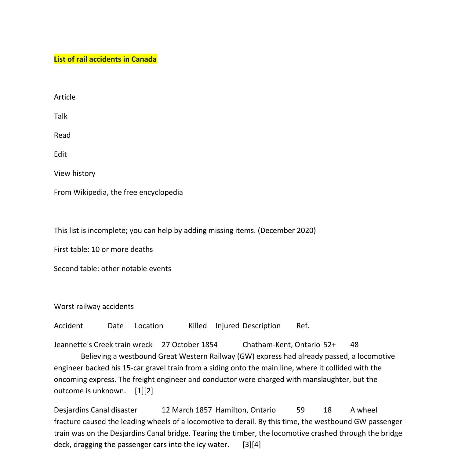 List of rail accidents in Canada.docx | DocDroid