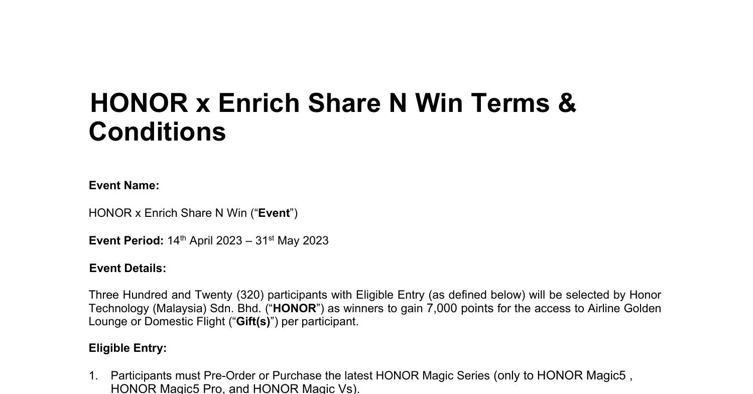 HONOR & Enrich Share N Win Final T&C .pdf | DocDroid