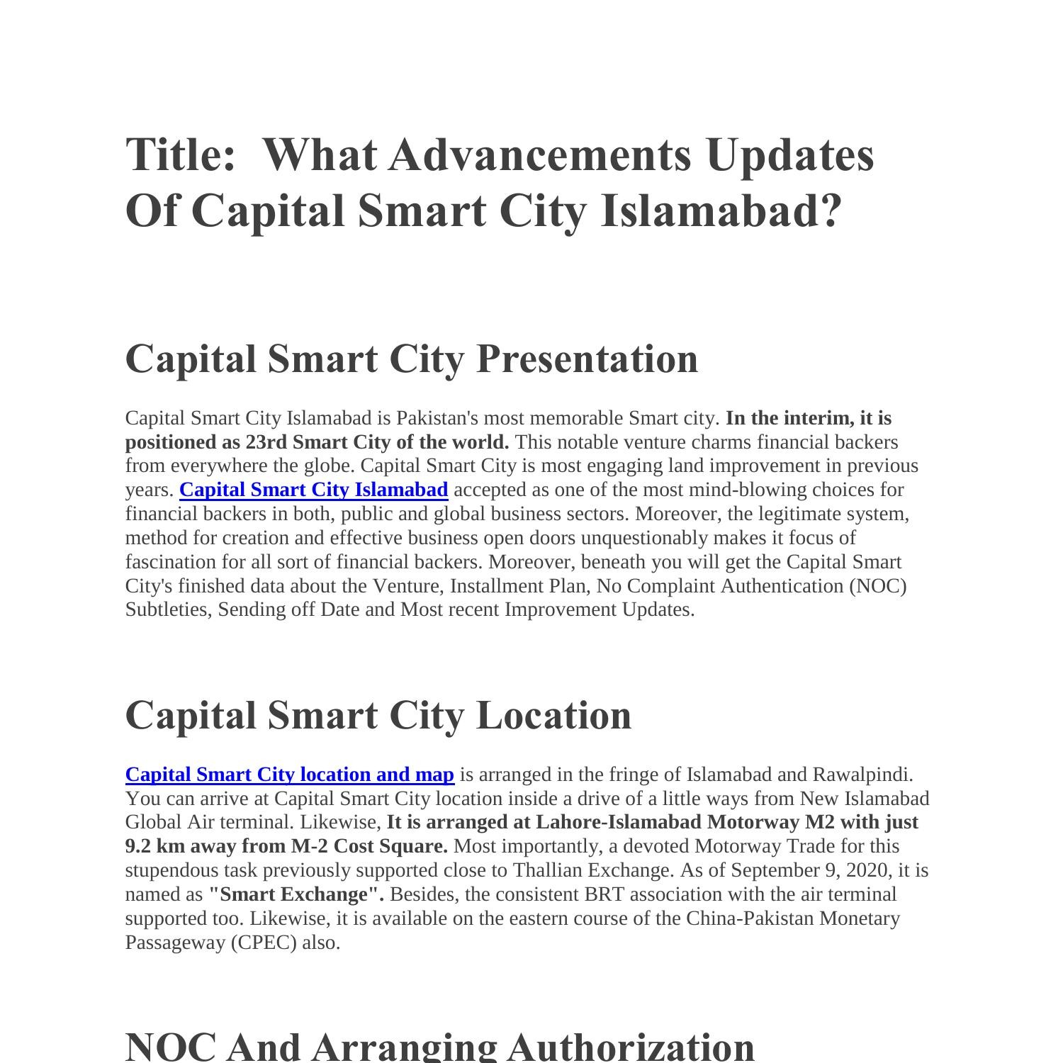 What Advancements Updates Of Capital Smart City Islamabad.pdf | DocDroid