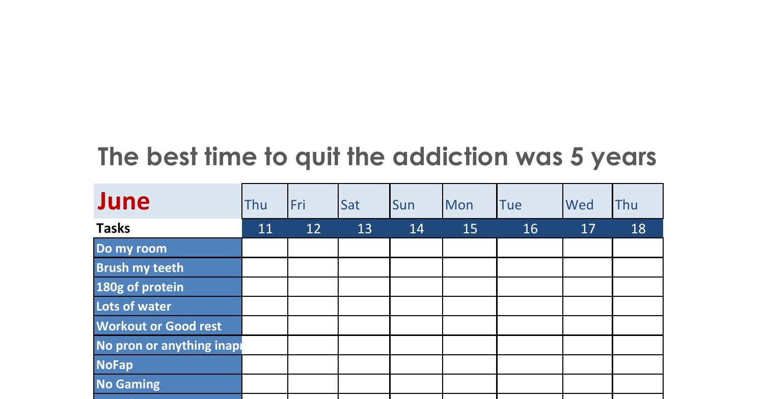 Nofap tasks.xlsx | DocDroid