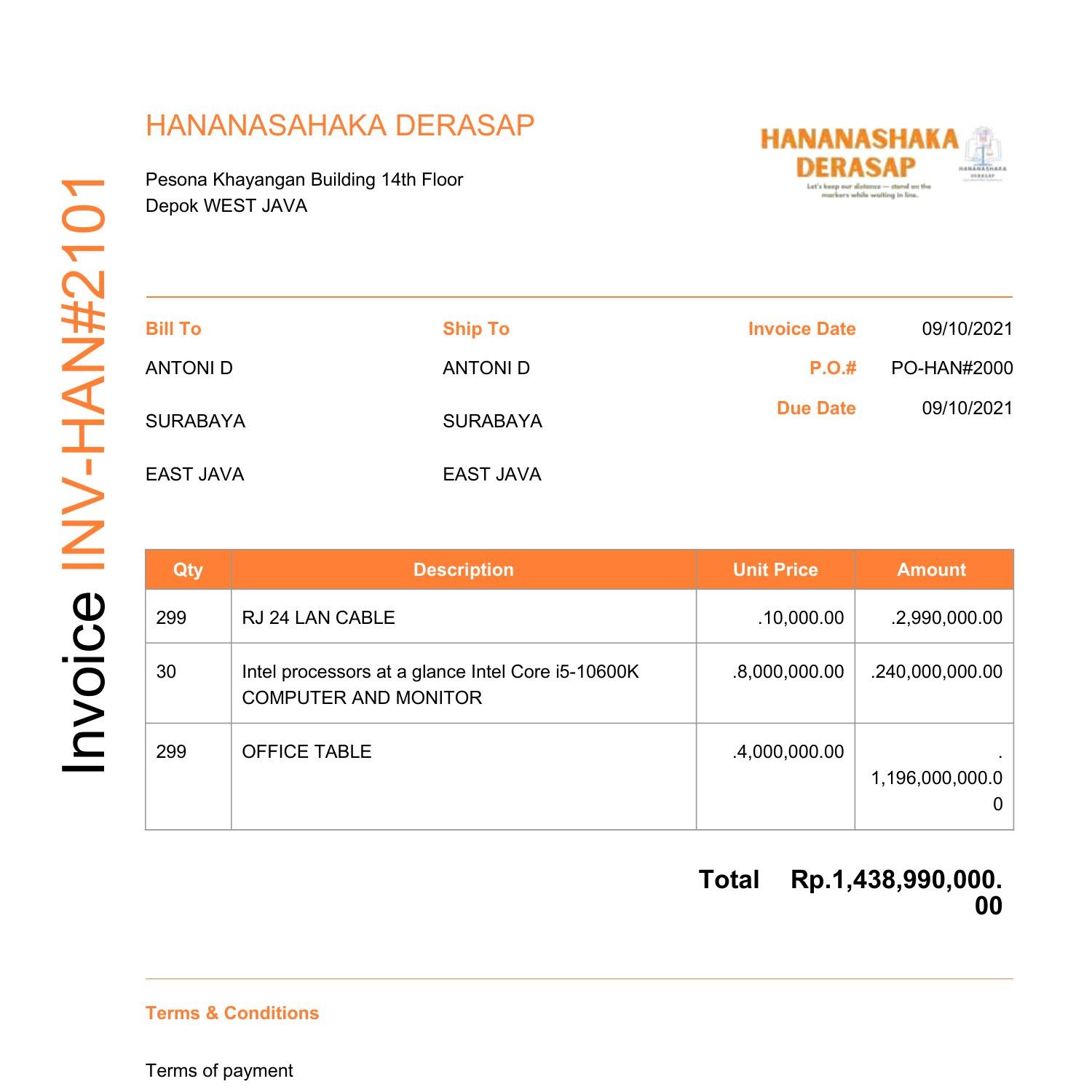 INV-HAN-2101-SALES INOVICE SAMPLE.pdf | DocDroid