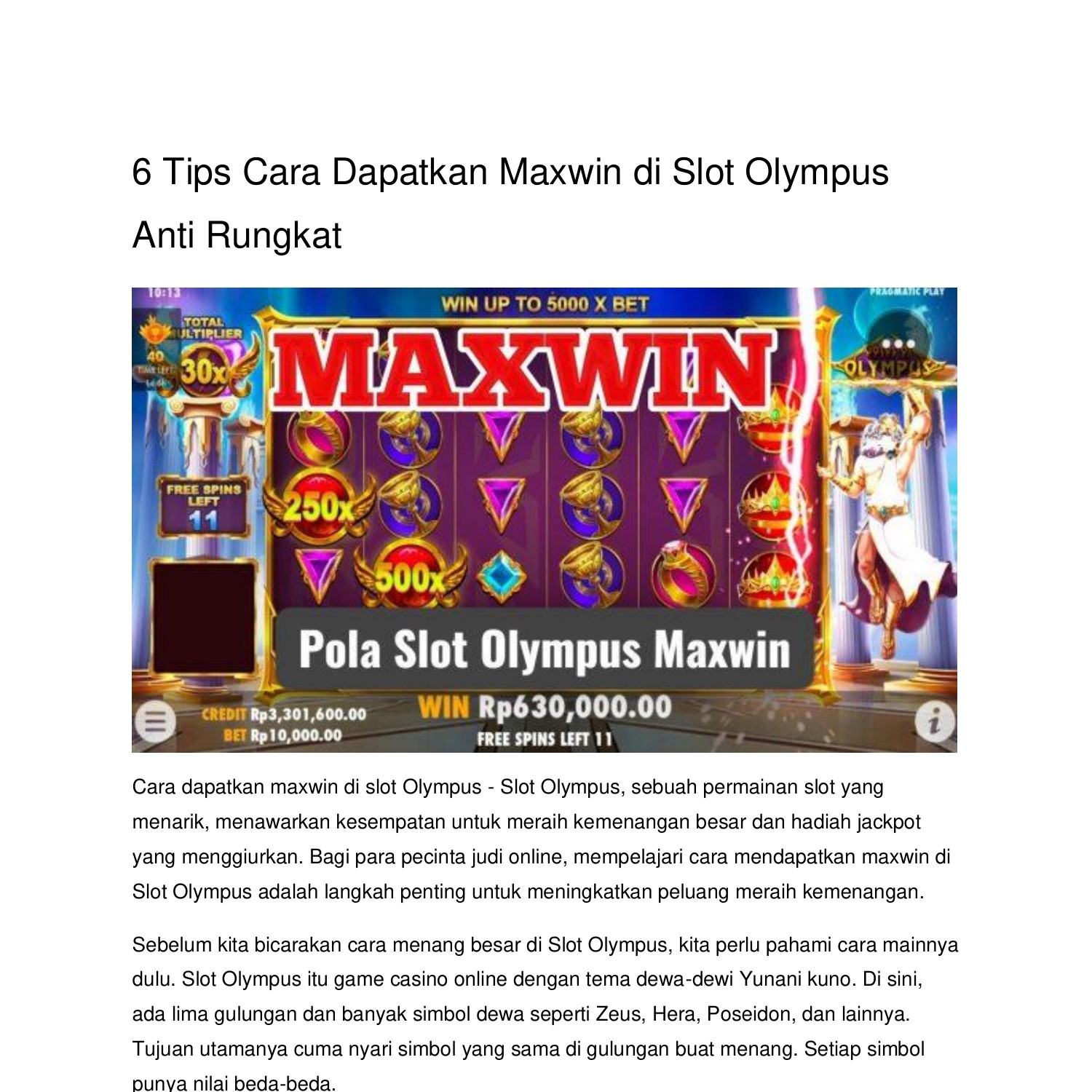 6 Tips Cara Dapatkan Maxwin di Slot Olympus Anti Rungkat.pdf | DocDroid