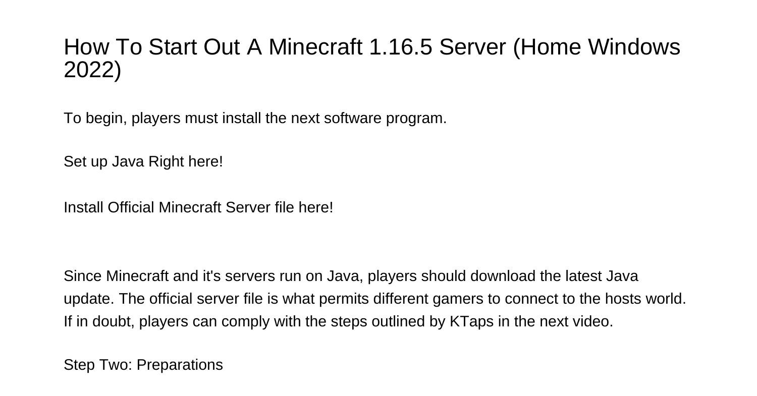 How To Start Out A Minecraft 1165 Server Home Windows 2022qlczv.pdf.pdf ...