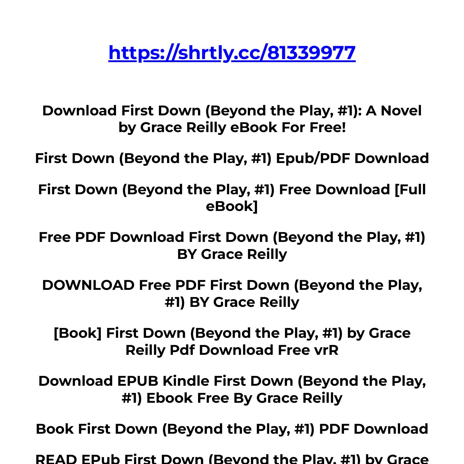 Download PDF First Down (Beyond the Play, #1) Ebook Free By Grace ...