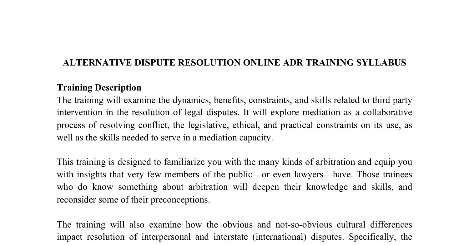ADR TRAINING SYLLABUS.pdf | DocDroid