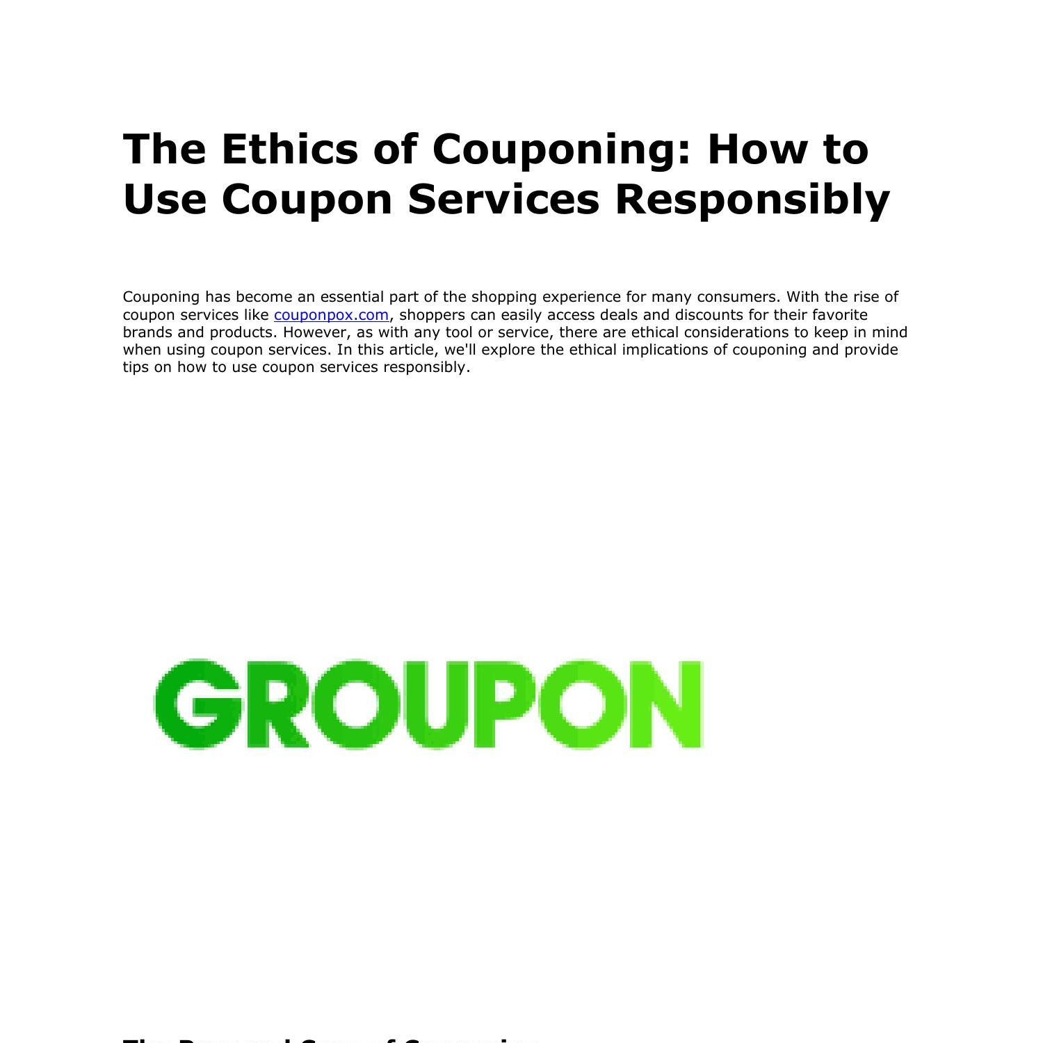The Ethics of Couponing How to Use Coupon Services Responsibly.pdf ...