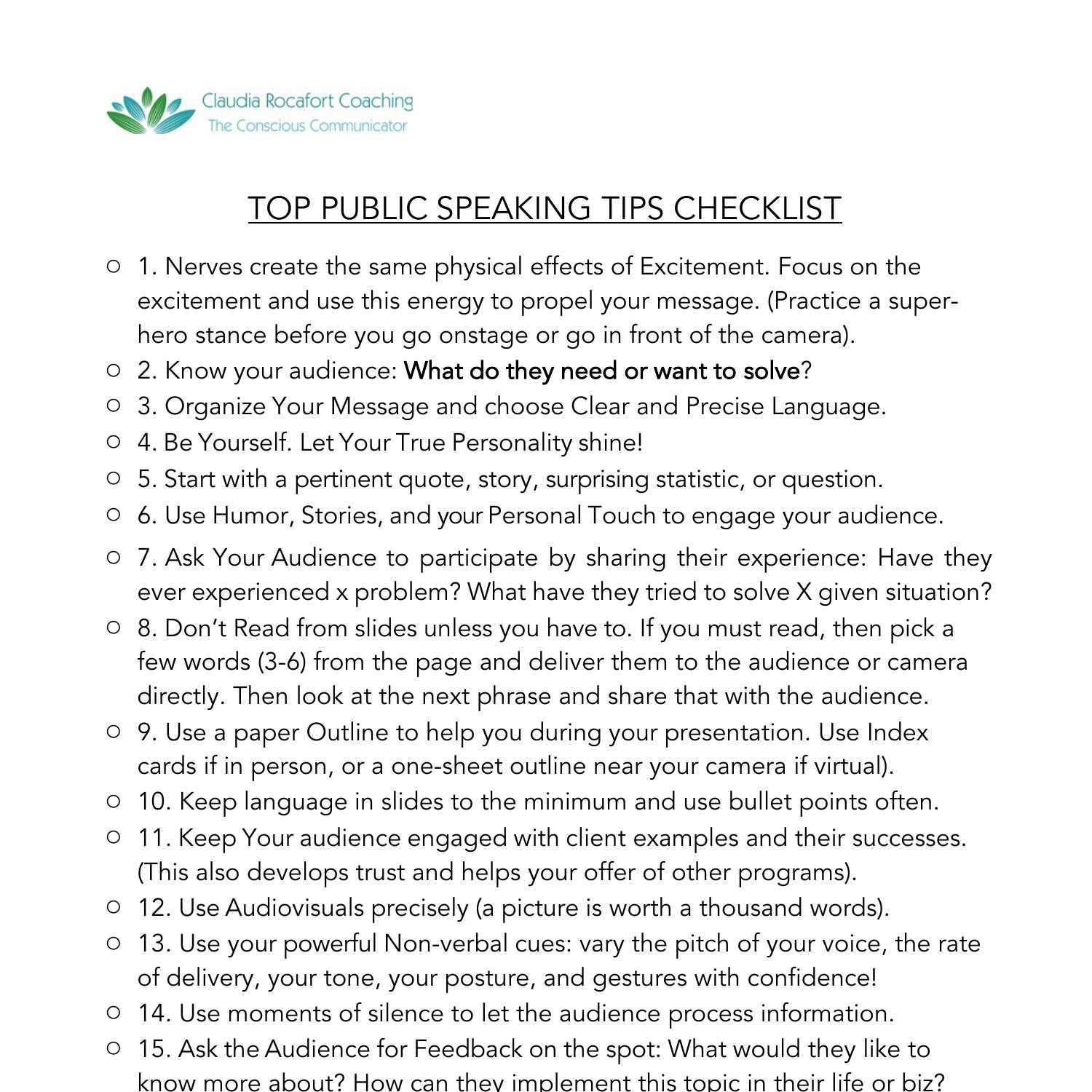 CRC Public Speaking Tips Checklist.pdf | DocDroid