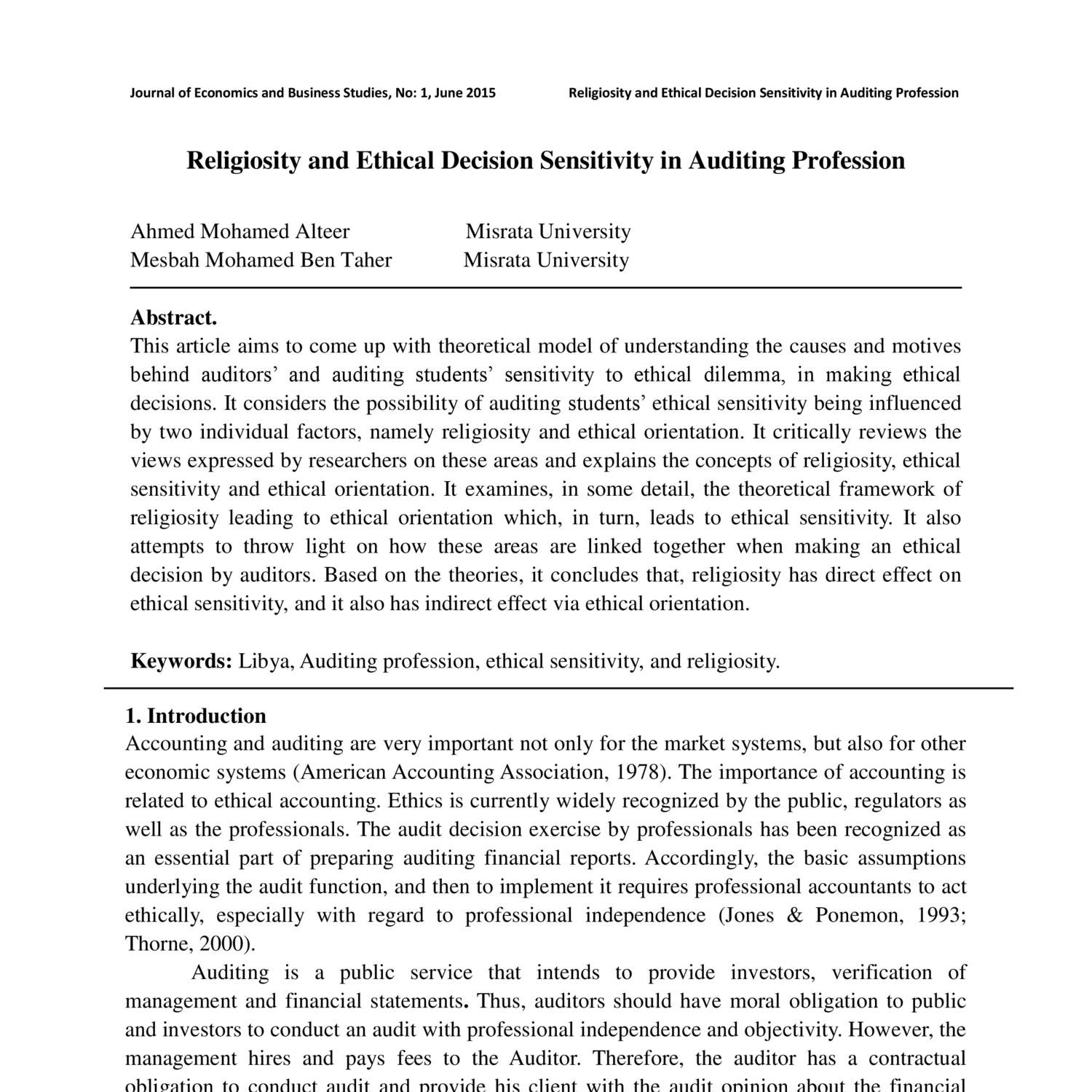 Religiosity and Ethical Decision Sensitivity in Auditing Profession.pdf | DocDroid