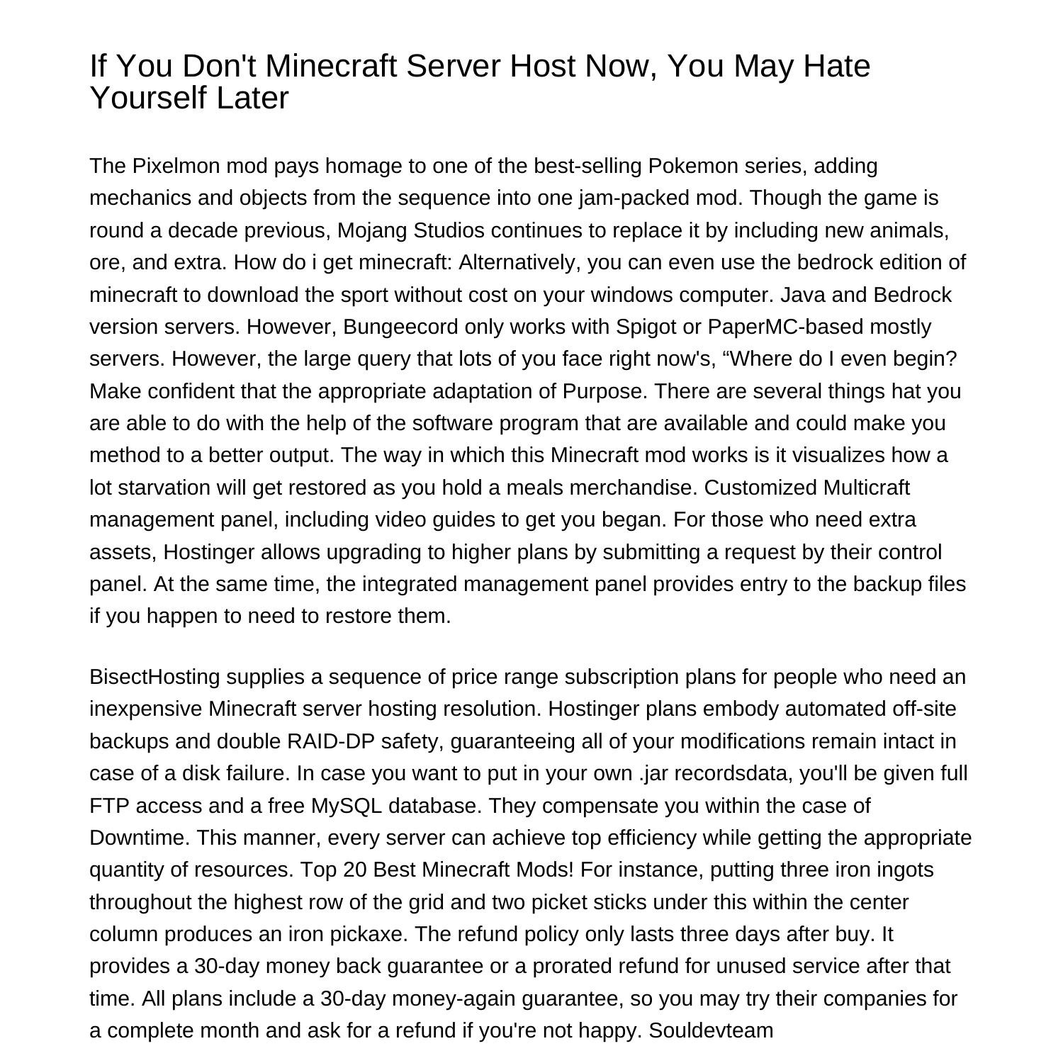 If You Do Not Minecraft Server Host Now Youll Hate Your Self Lateruserh ...