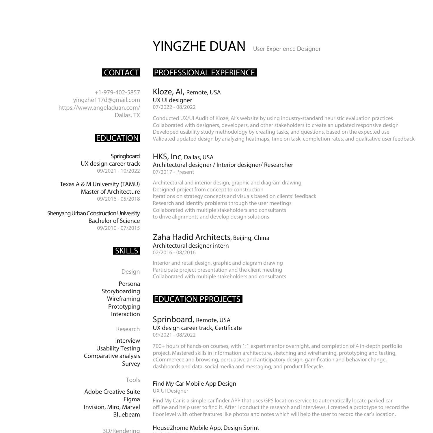 Yingzhe Duan UX designer resume.pdf | DocDroid