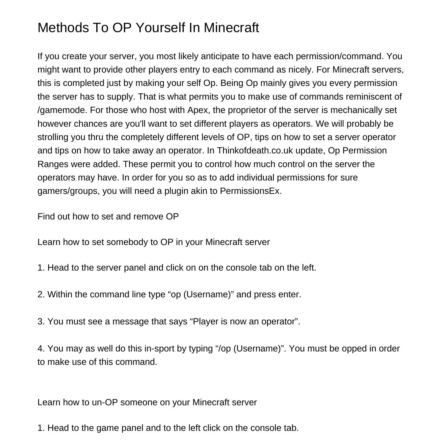 Tips On How To OP Yourself In Minecraftqheve.pdf.pdf | DocDroid