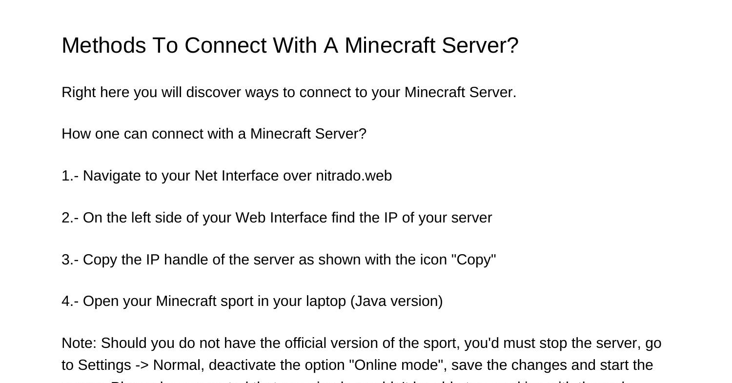 Tips On How To Connect With A Minecraft Serverxbghb.pdf.pdf | DocDroid