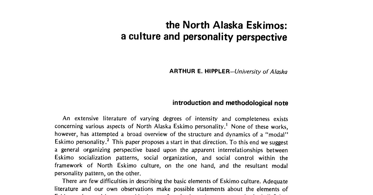 (Arthur E. Hippler) - American Ethnologist, August 1974, the North ...