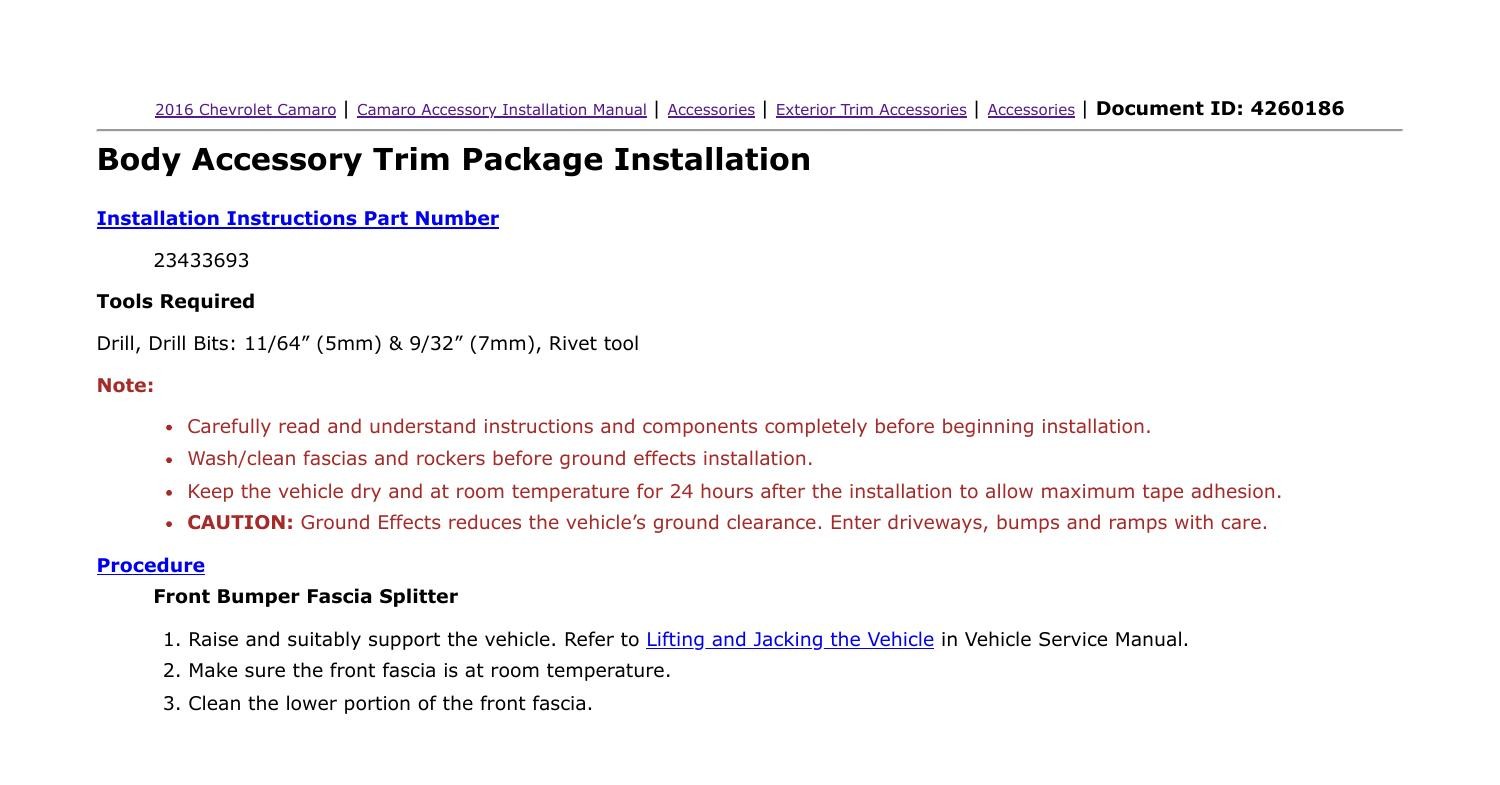 Camaro 4-Piece Body Kit Installation Instructions.pdf | DocDroid
