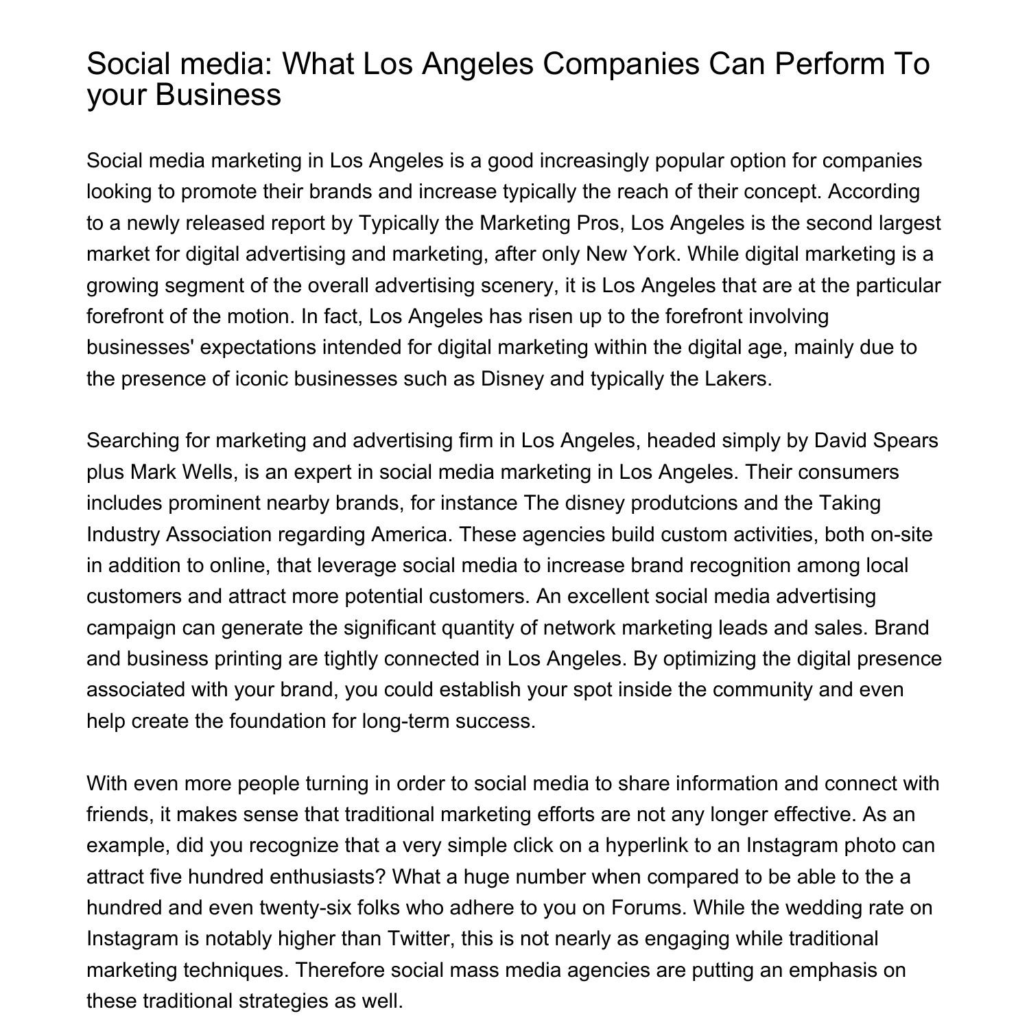 Social media What Los Angeles Companies Can Carry out For Your ...