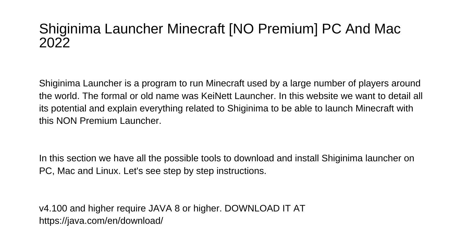 How To Download Shiginima Launcher Minecraft Pc And Mac