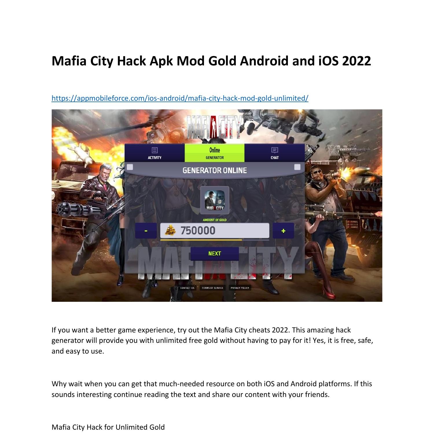Mafia City Hack Apk Mod Gold Android and iOS 2022.pdf | DocDroid