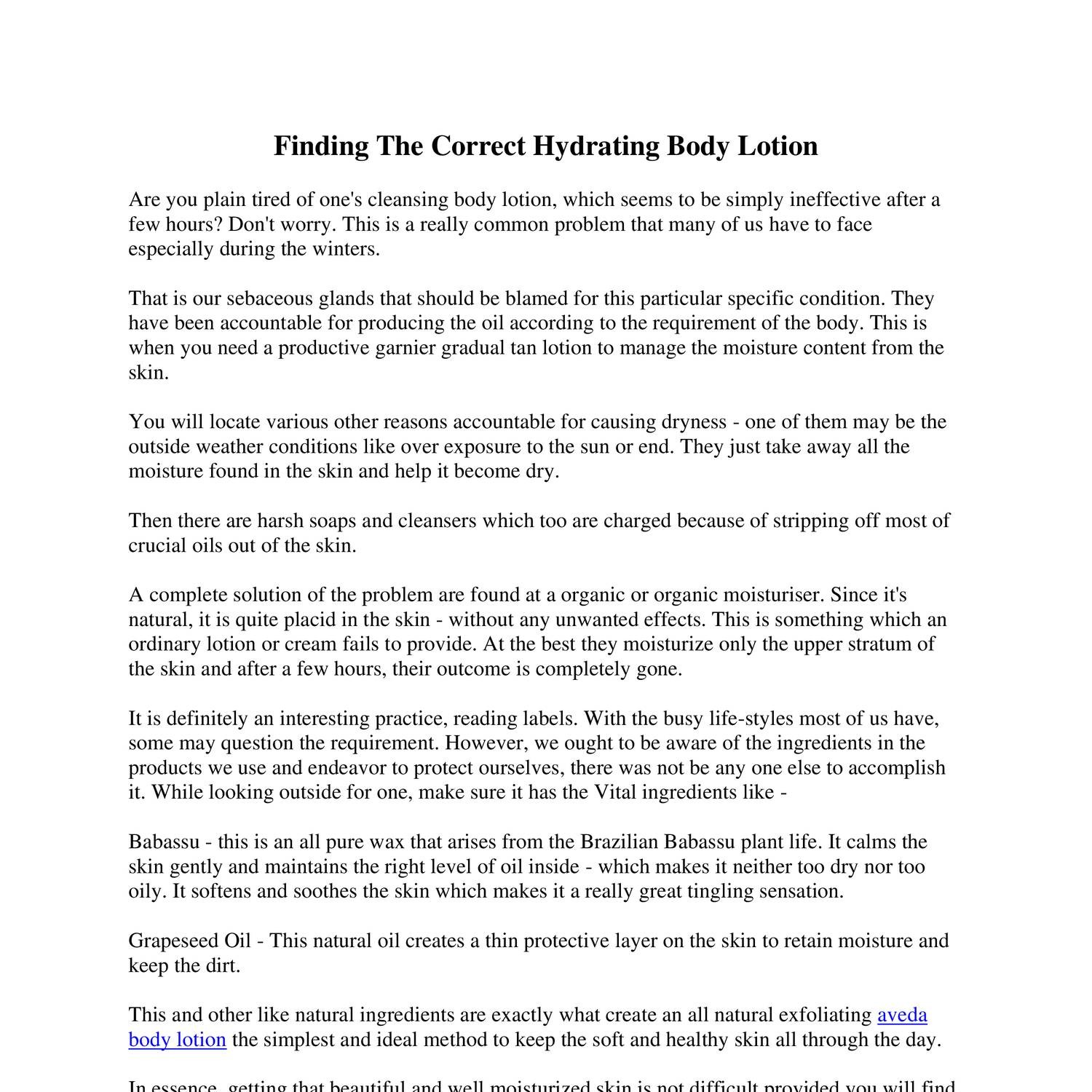 Finding The Correct Hydrating Body Lotion.pdf | DocDroid