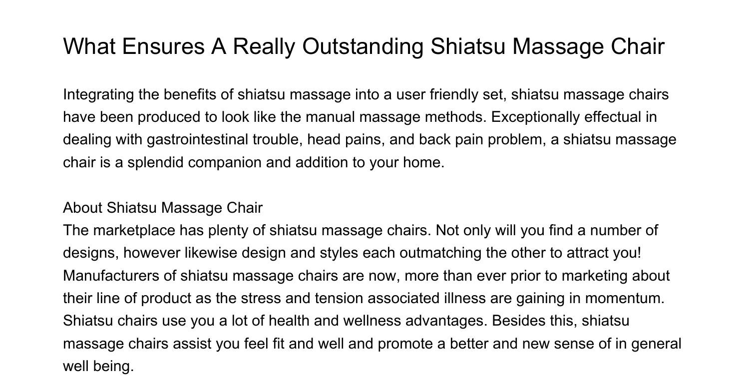 What Makes Sure A Truly Impressive Shiatsu Massage Chairpjoox.pdf.pdf | DocDroid
