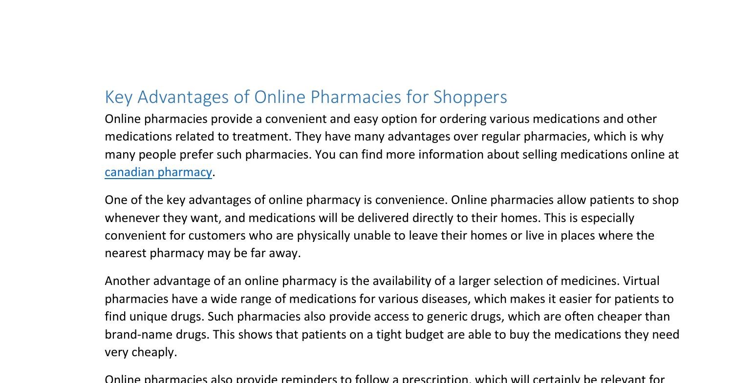 Key Advantages of Online Pharmacies for Shoppers.pdf | DocDroid