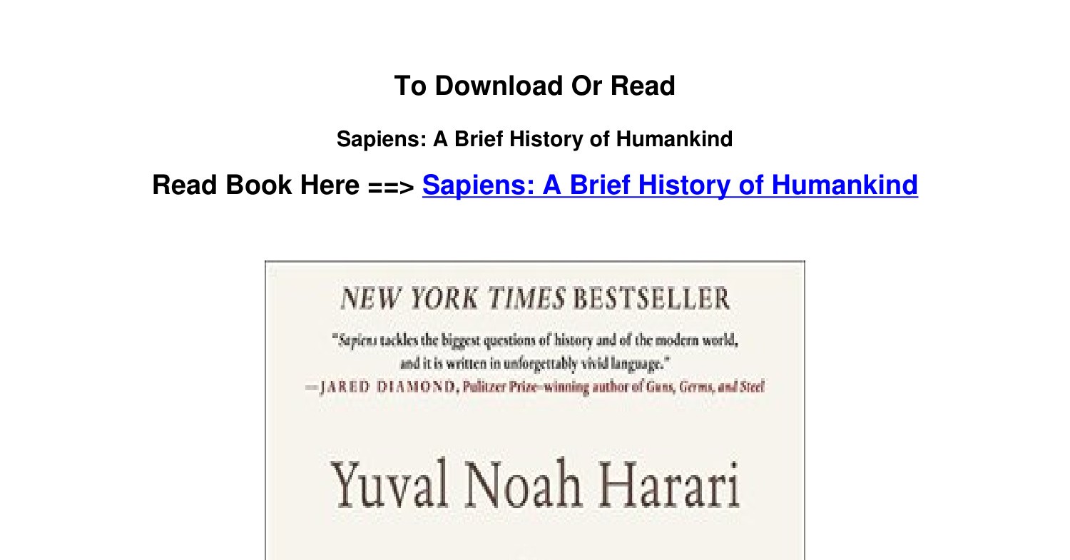 Pdf Download Sapiens A Brief History of Humankind by Yuval Noah Harari ...
