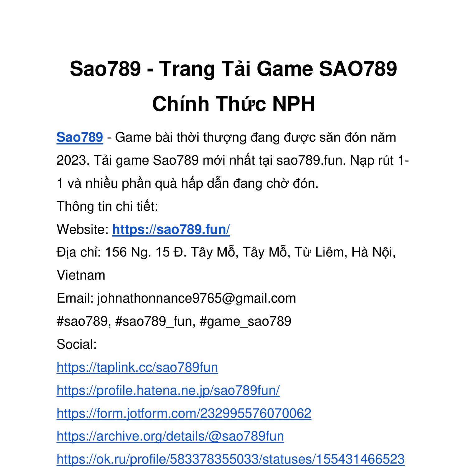 Sao789 - Trang Tải Game SAO789 Chính Thức NPH.docx | DocDroid