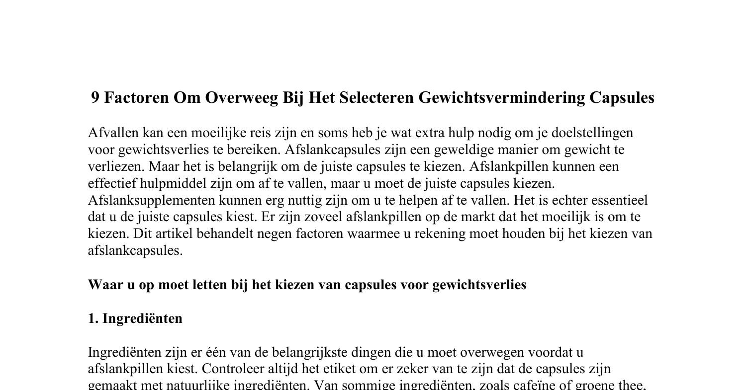 9 Factoren Om Overweeg Bij Het Selecteren Gewichtsvermindering Capsules.pdf-.pdf | DocDroid
