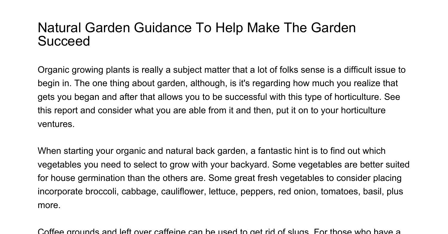 Organic and natural Horticulture Suggestions To Help Make Your Garden Succeedjmdgj.pdf.pdf ...