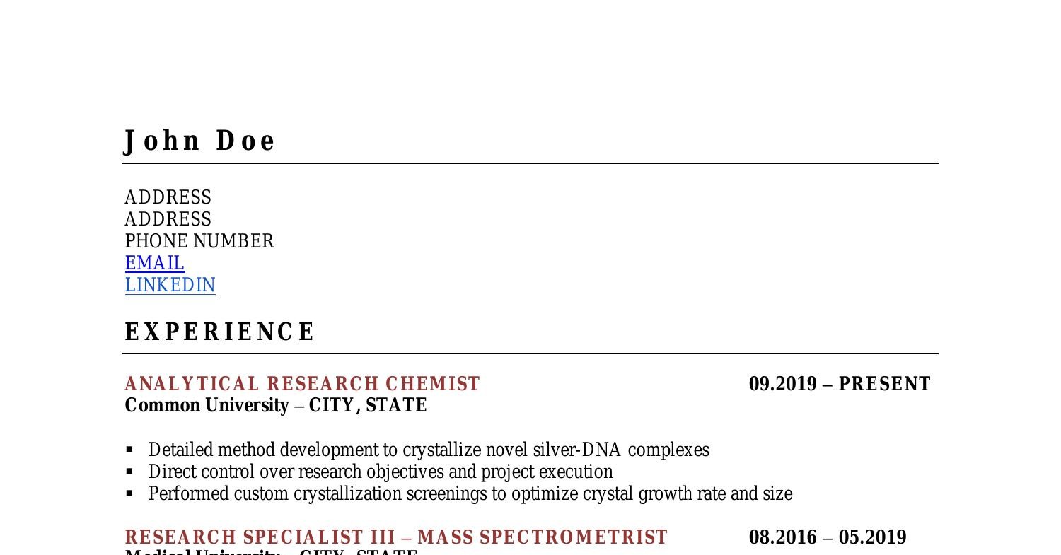 Anonymized - Chemistry Resume Template 2020.pdf | DocDroid