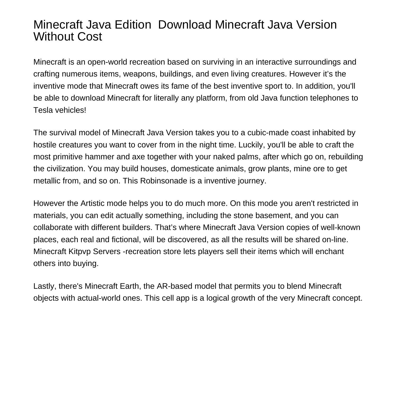 Minecraft Java Edition Download Minecraft Java Version Without