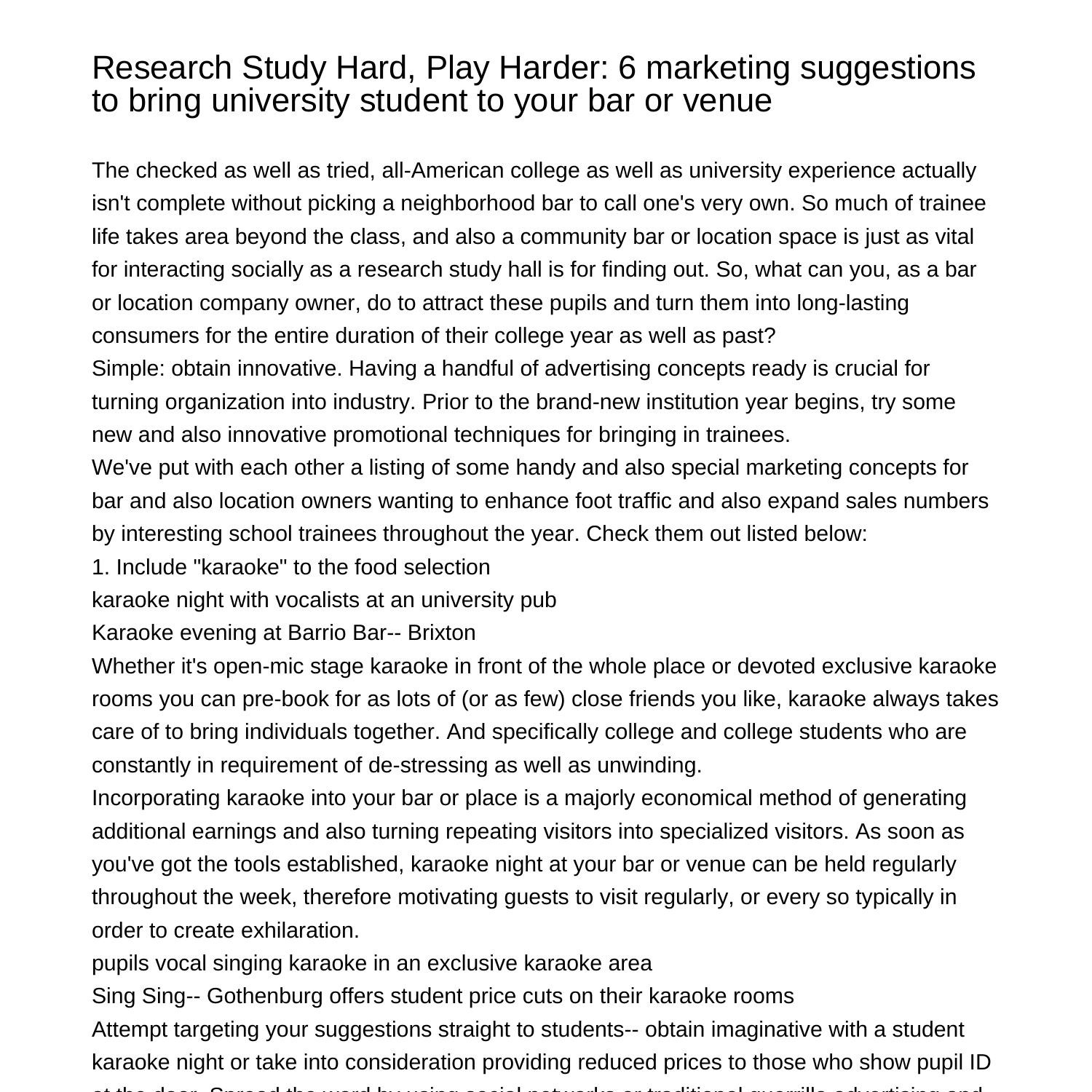 Research Study Hard Play Harder 6 marketing suggestions to bring ...