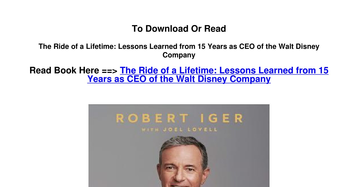 ePub download The Ride of a Lifetime Lessons Learned from 15 Years as CEO of .pdf | DocDroid