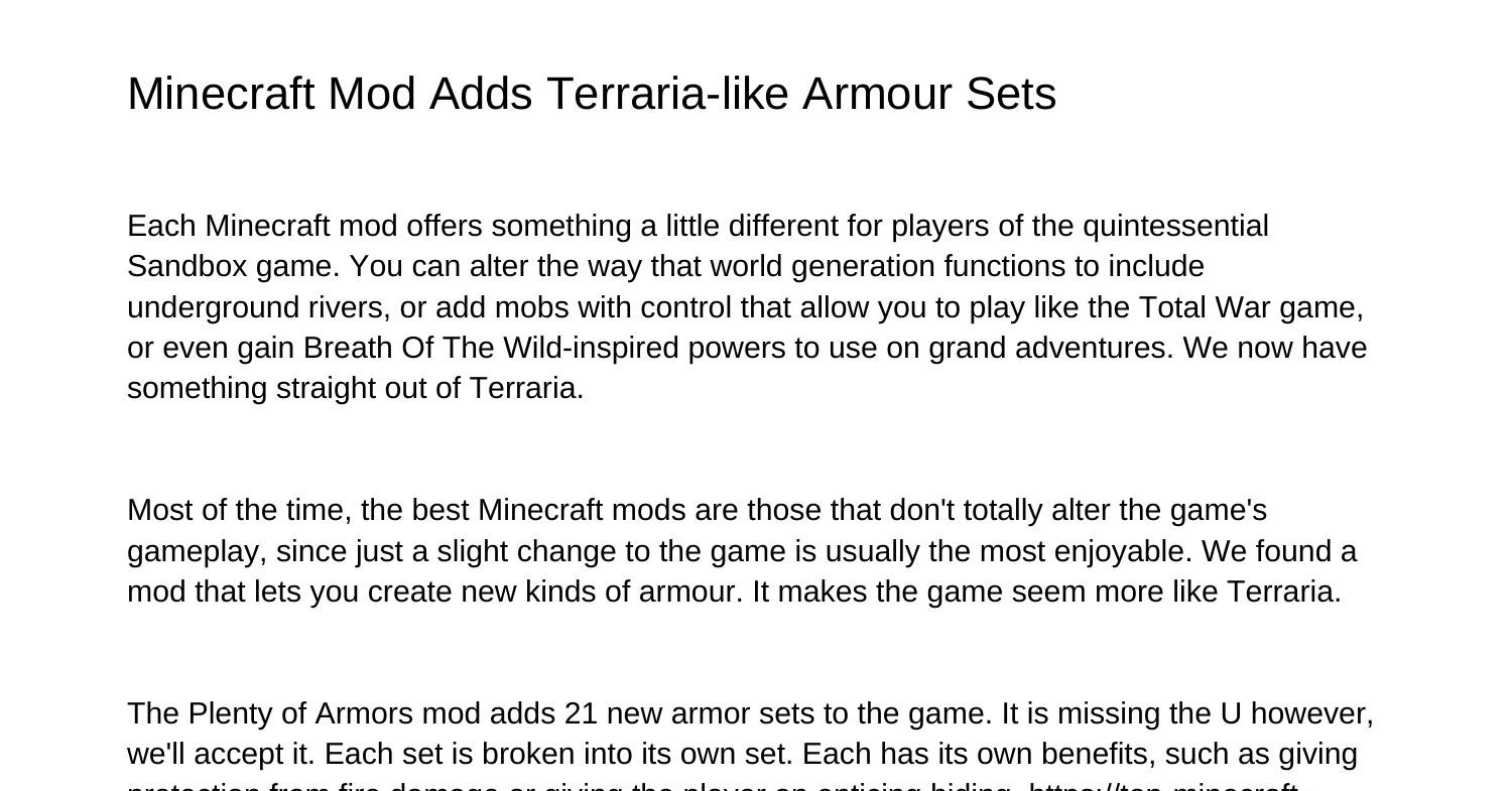 Minecraft Mod Adds Terrarialike Armour Setsndmwu.pdf.pdf | DocDroid