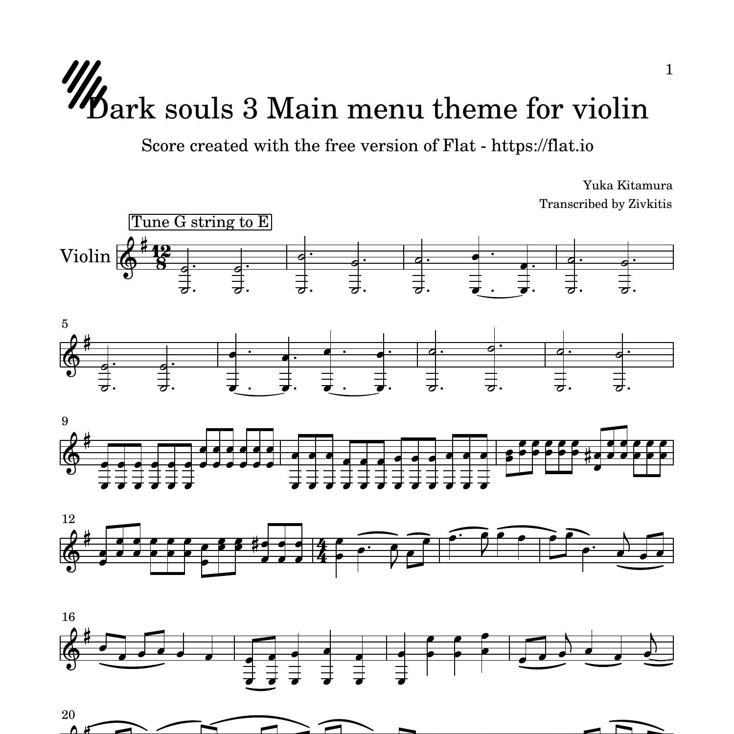 Dark souls 3 Main menu theme for violin.pdf | DocDroid