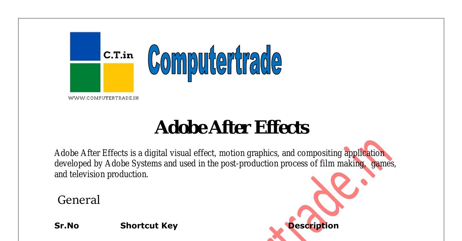 Adobe After Effects shortcut keys.pdf | DocDroid