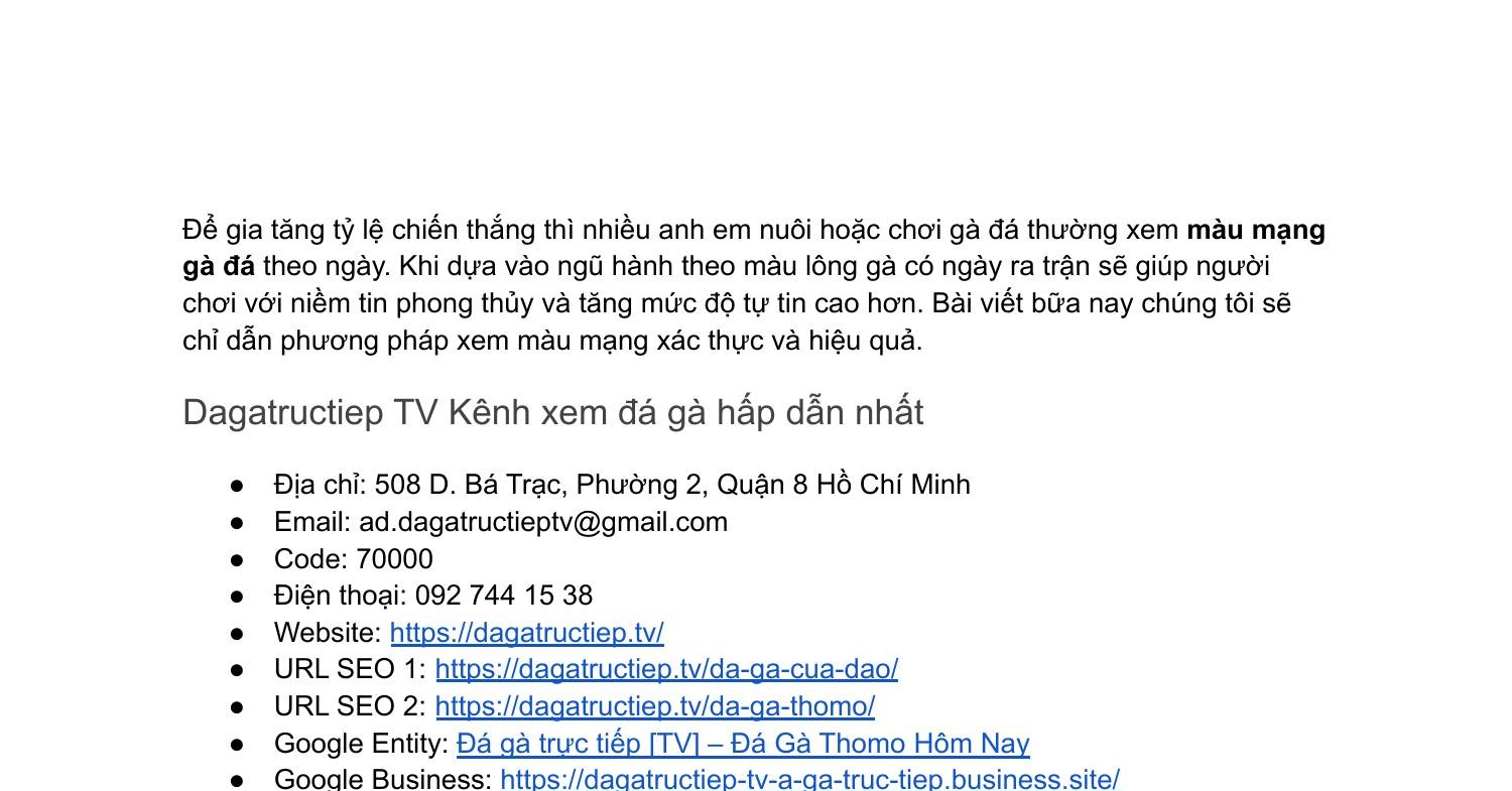 Cách xem màu mạng gà đá theo ngày chuẩn xác.pdf | DocDroid