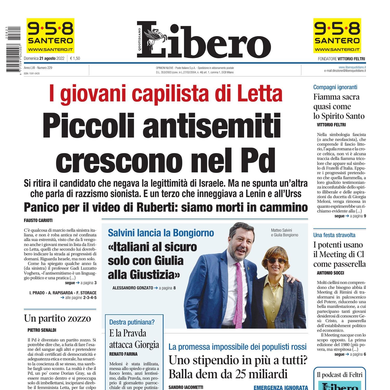 Video rassegna stampa del 21 agosto 2022 domenica prime pagine dei ...