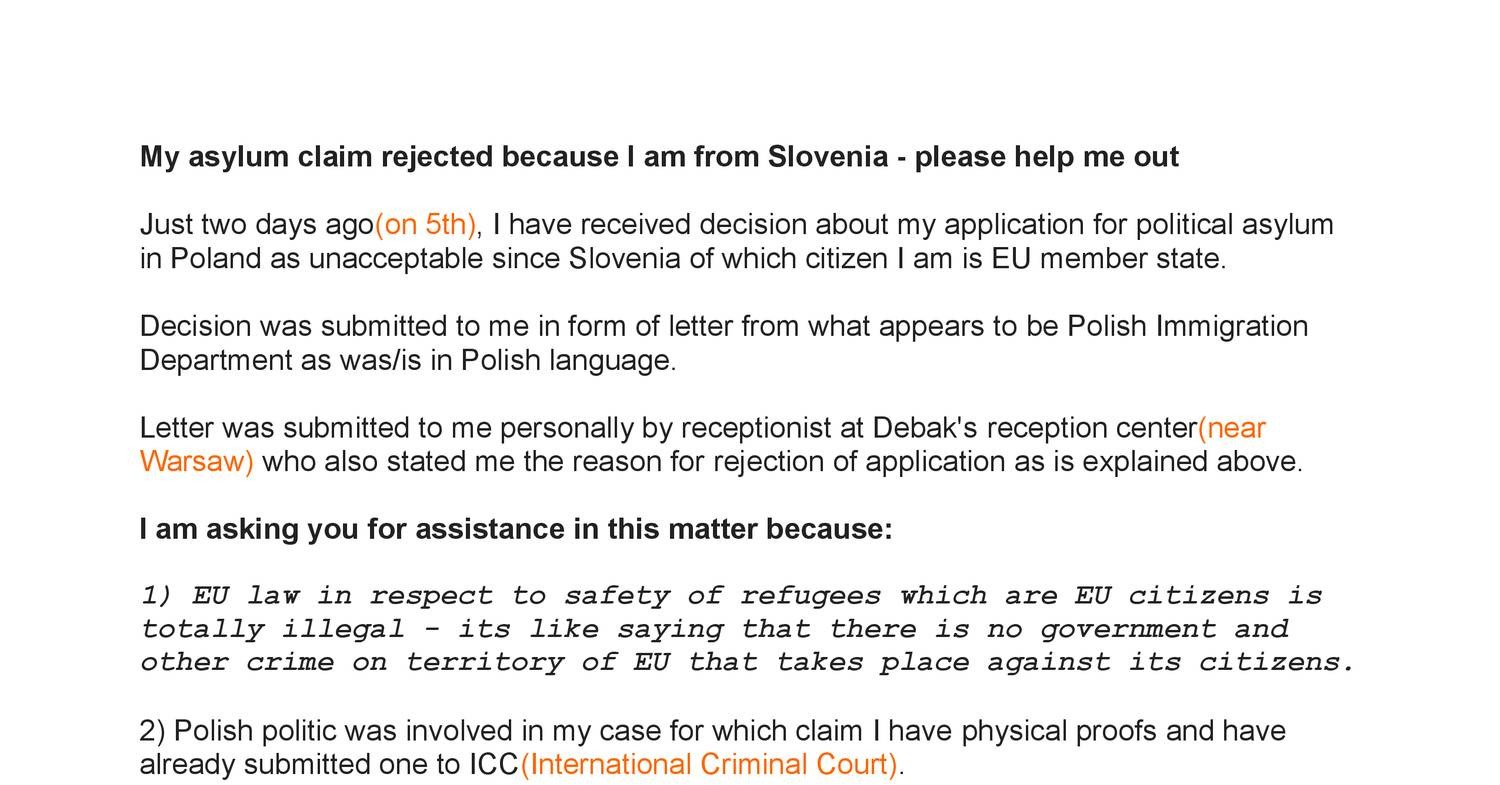 My asylum claim rejected because I am from Slovenia.pdf | DocDroid