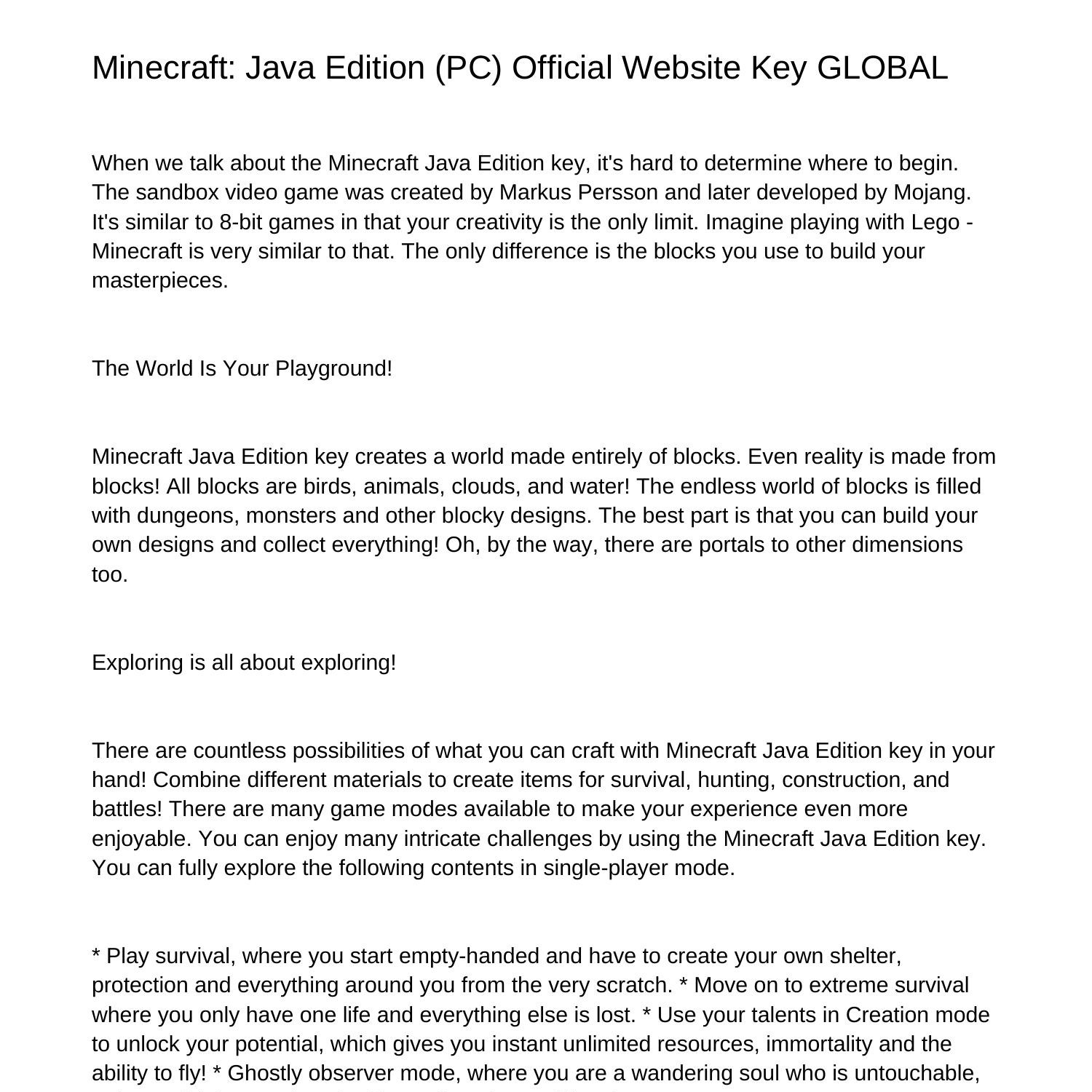 Minecraft Java Edition PC Official Website Key GLOBALnsrel.pdf.pdf | DocDroid