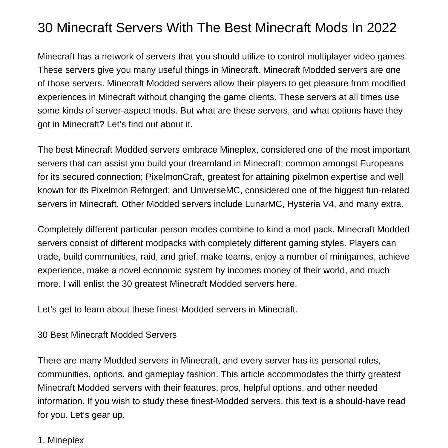 30 Minecraft Servers With The Best Minecraft Mods In 2022lplfy.pdf.pdf ...