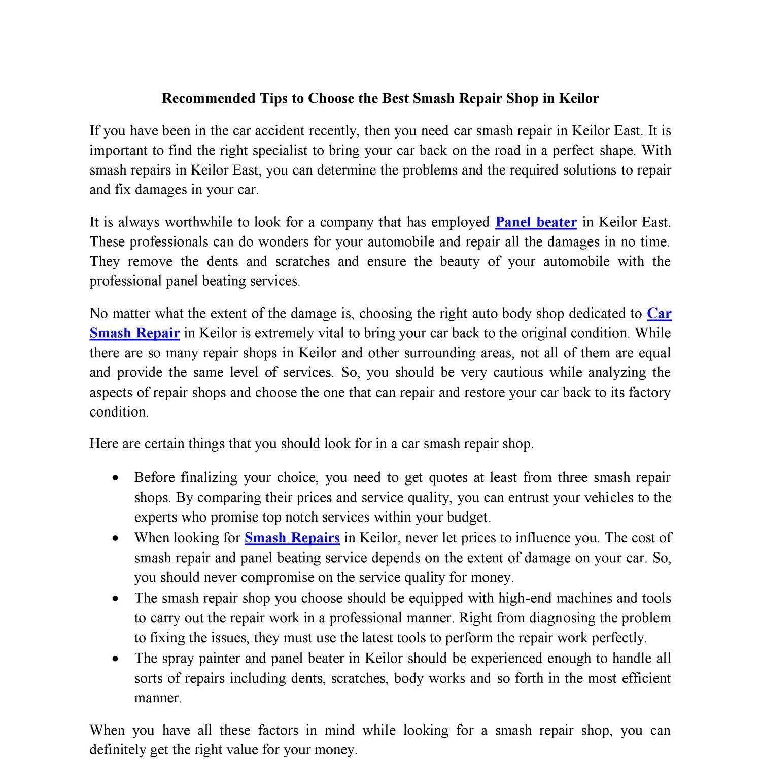 Recommended Tips to Choose the Best Smash Repair Shop in Keilor.pdf ...