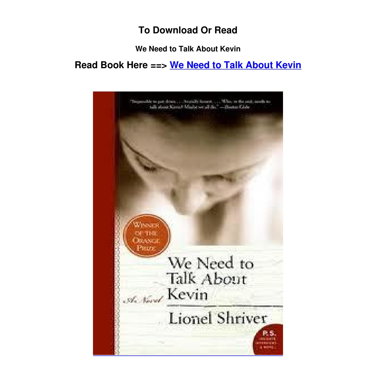 pdf DOWNLOAD We Need to Talk About Kevin BY Lionel Shriver.pdf | DocDroid