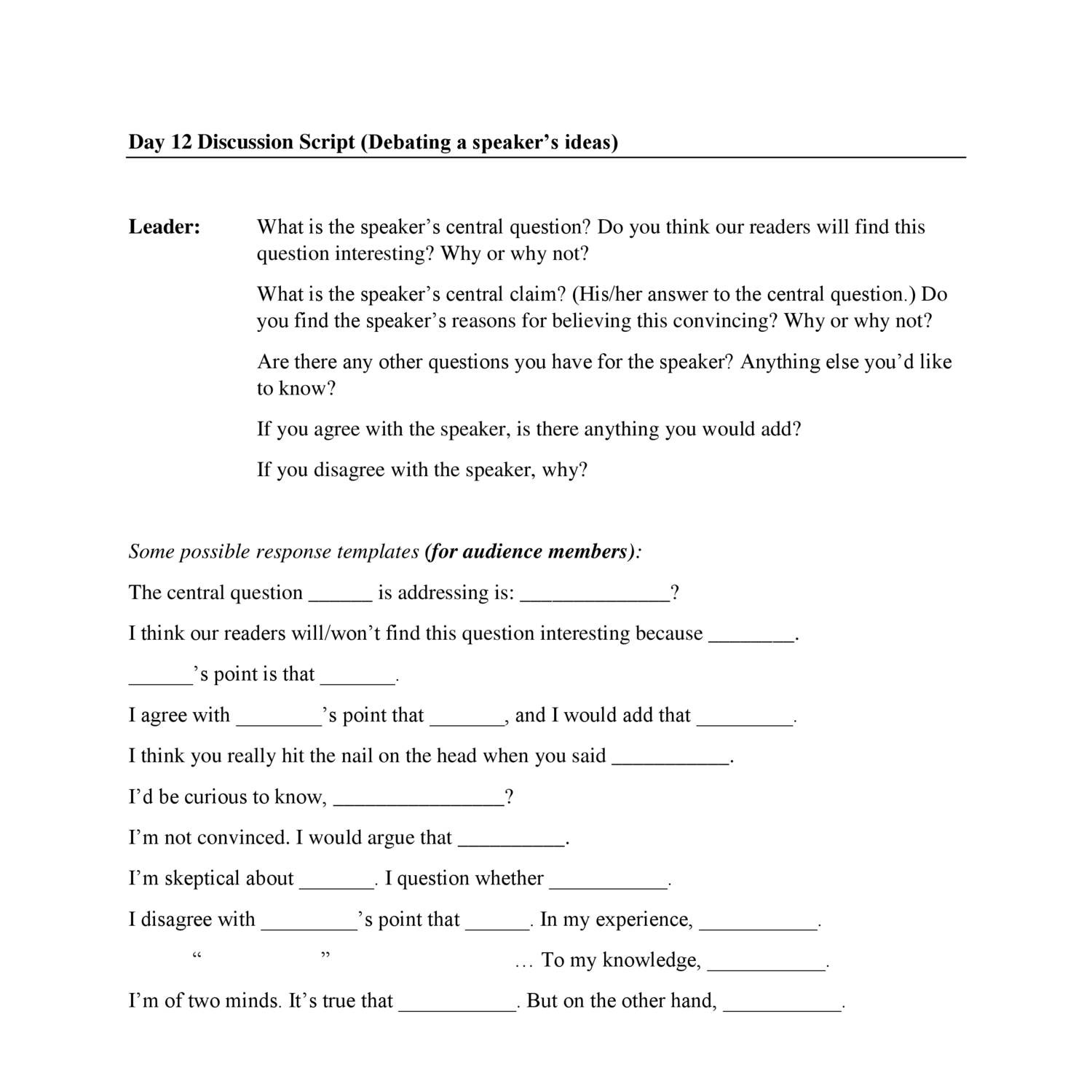 Day 12 Discussion Script.docx | DocDroid