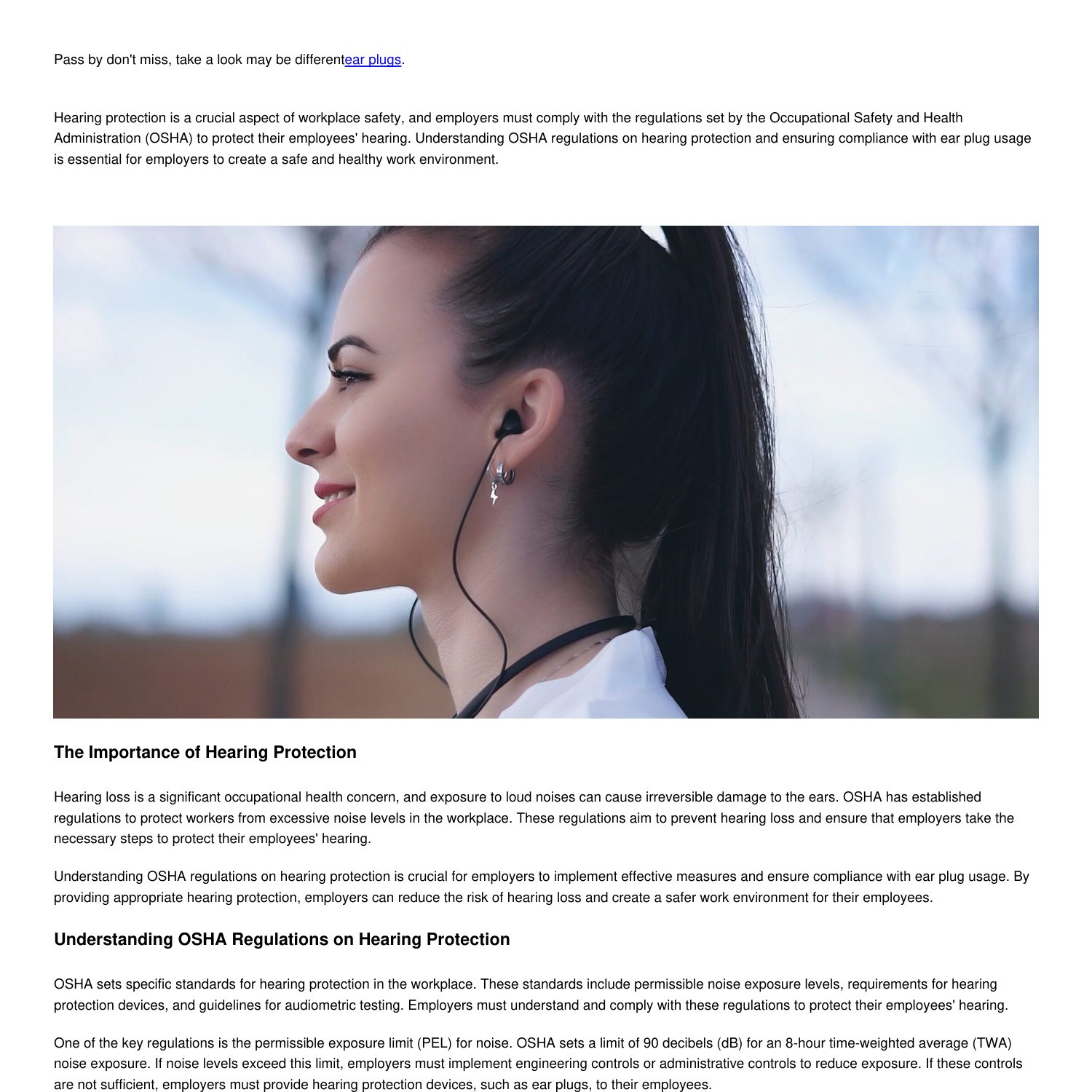 Osha Standard For Ear Plugs
