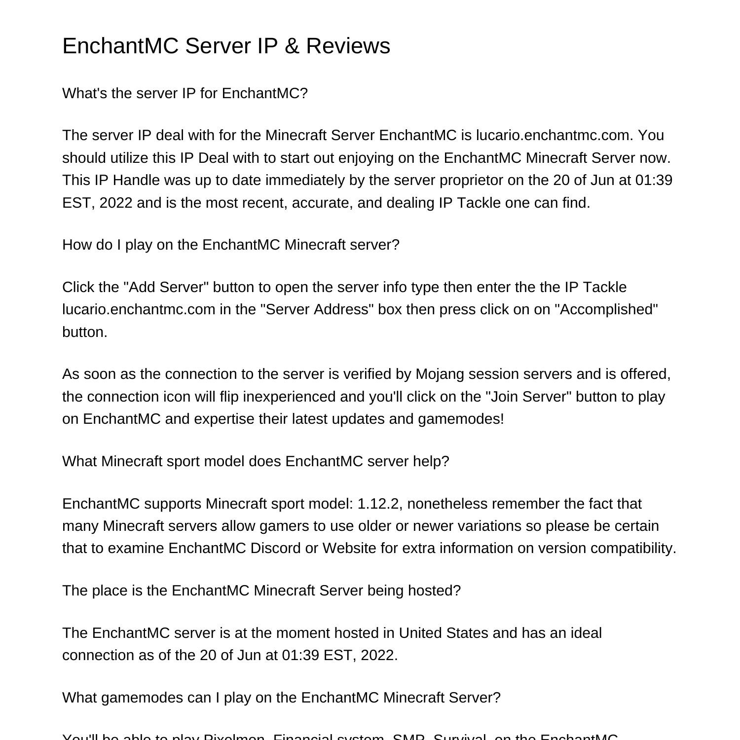 EnchantMC Server IP Opinionshjwbq.pdf.pdf | DocDroid