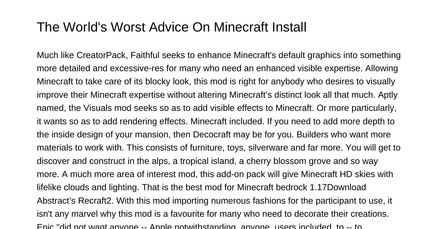 The Worlds Worst Recommendation On Minecraft Installhepid.pdf.pdf ...